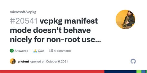 Vcpkg Manifest Mode Doesnt Behave Nicely For Non Root User In Linux · Microsoft Vcpkg