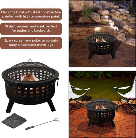 Outdoor Fire Pit 26 Inch Round Lattice Wood Burning Firepit With