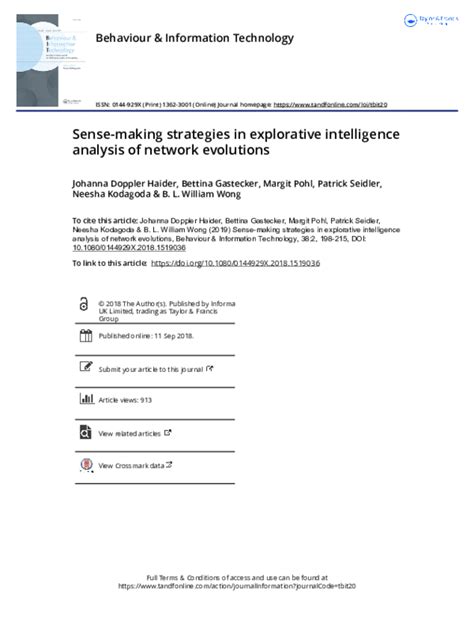 Pdf Sense Making Strategies In Explorative Intelligence Analysis Of Network Evolutions