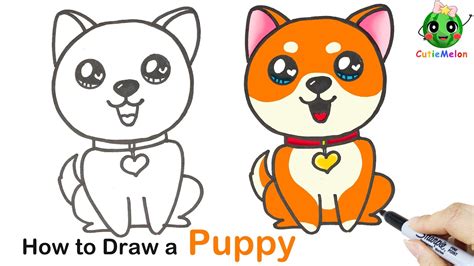 儿童简笔画小狗 How To Draw A Puppy Cute Dog Akita Dog Easy Drawings For
