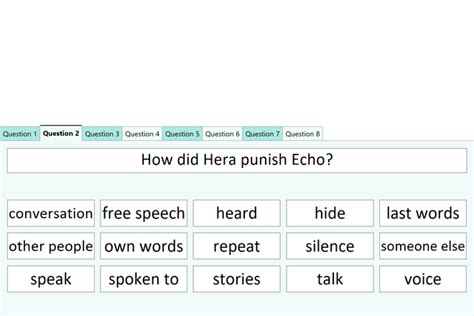 Echo And Narcissus Questions Wordbar From LearningGrids Com