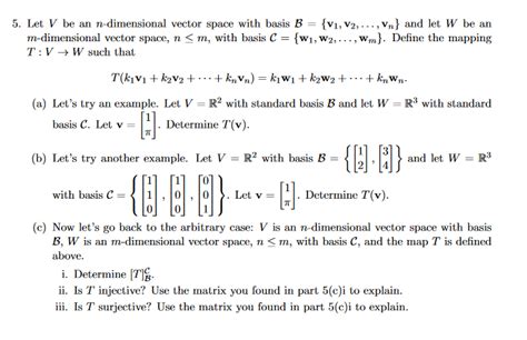 Solved 5 Let V Be An N Dimensional Vector Space With Basis