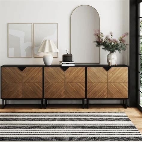 Brushed Fir Tv Console Credenza Set Of 3 Rustic Doors Modern