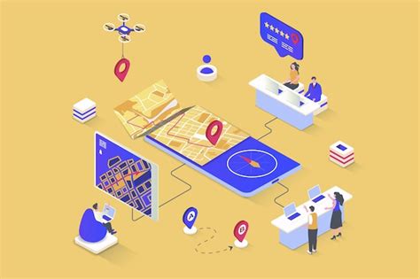 Premium Vector Gps Navigation Concept In D Isometric Design Map Navigation System With
