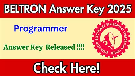 Beltron Programmer Answer Key 2025 Released Download At Bsedcbihar