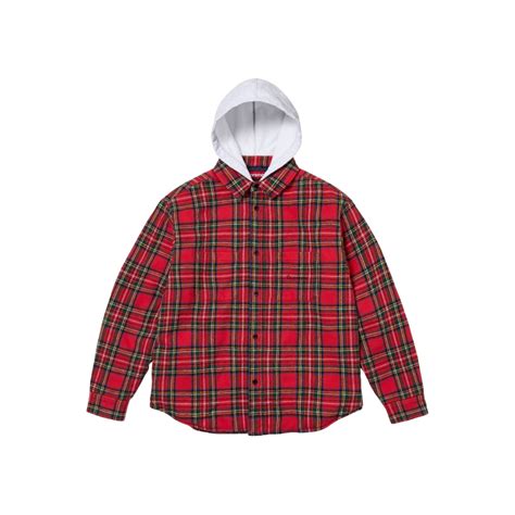 슈프림 타탄 플란넬 후드 셔츠 레드 23fw Supreme Kream
