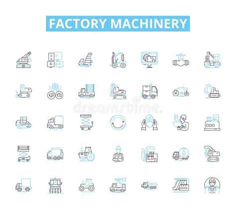 Factory Machinery Linear Icons Set Automation Assembly Production
