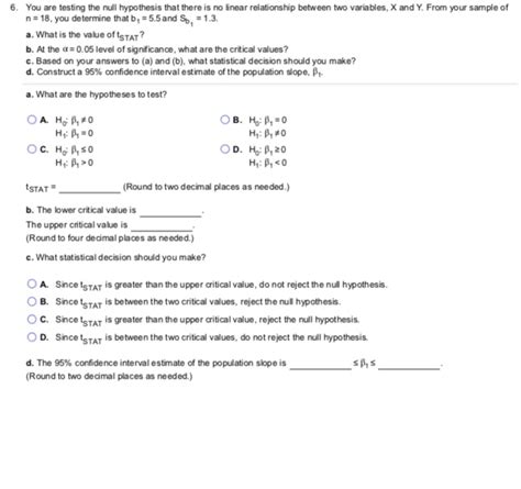 Solved 6 You Are Testing The Null Hypothesis That There Is Chegg Com