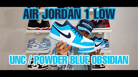 Air Jordan 1 Low Unc Powder Blue Obsidian Unboxing And Detailed