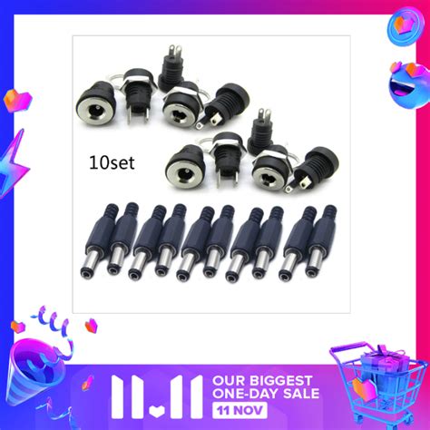 สตอกพรอม ค เซต DC Power Connector Pin หญงชายแจคซอกเกตเสยบอะแดปเตอร PCB แผง