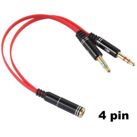 Сплиттер Aux 3 5мм Гнездо 4pin на 2 Штекера 3 5 Мм микрофон Наушники Переходник Аудио