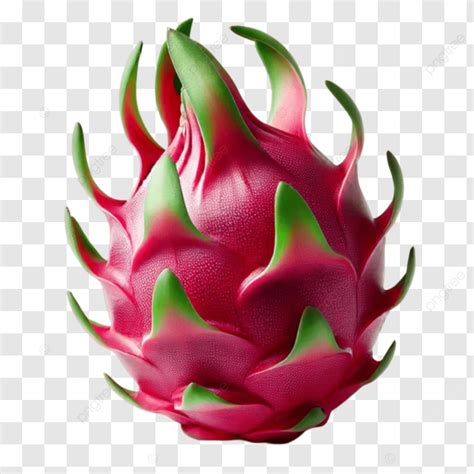 A Ripe Dragon Fruit With Pink And Green Scales On Seamless Background