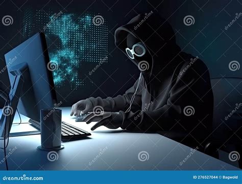 Sinister Computer Hacker Generative Ai Illustration Stock Illustration Illustration Of Digital