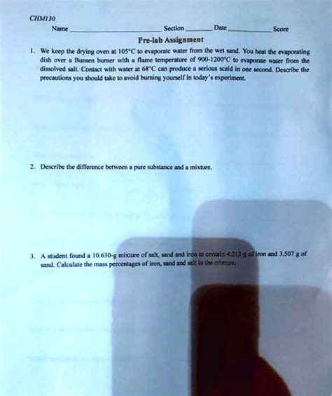 Solved Chmi3o Namc Section Dle Scorc Pre Lab Assignment We Keep Lhe