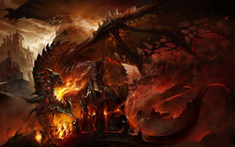 壁纸 1920x1200像素 抽象 艺术品 大灾变 死亡之翼 龙 幻想 火 的 魔兽争霸 世界 1920x1200