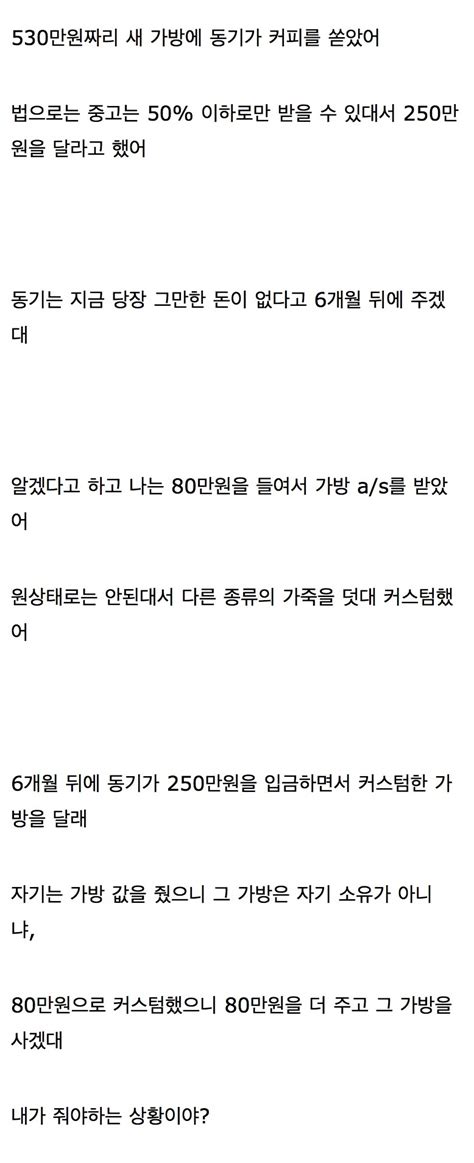 내 명품백에 커피 쏟은 동기 연예이슈 수다방 네모판