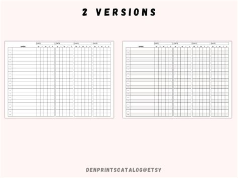 Class Record Printable Attendance Log Attendance Tracker Etsy