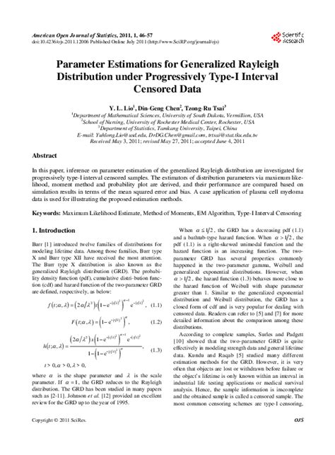 Pdf Parameter Estimations For Generalized Rayleigh Distribution Under