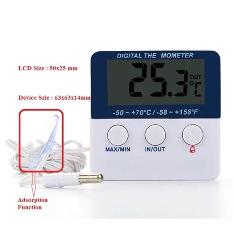 Alarm Temperature Meter Max Min Lcd In Out Magnet Mounted Temperature Meter Maximum Minimum