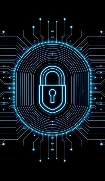 Blue Glowing Padlock Within Circuit Board Lines Premium Ai Generated Image
