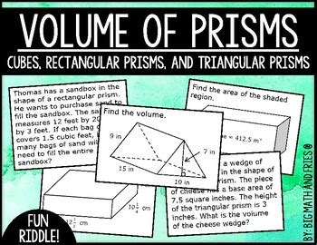 Volume Of Rectangular And Triangular Prisms Activity 7 9A TPT