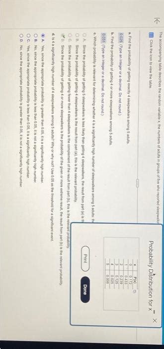 Solved The Accompanying Table Describes The Random Variable