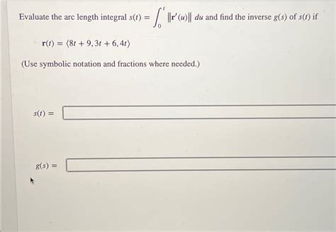 Solved Evaluate The Arc Length Integral St∫0trudu