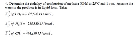 Determine The Enthalpy Of Combustion Of Methane Chegg Com