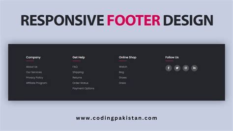 Responsive Footer Menu Using Html And Css With Source Code Footer Design Css Tutorial Css