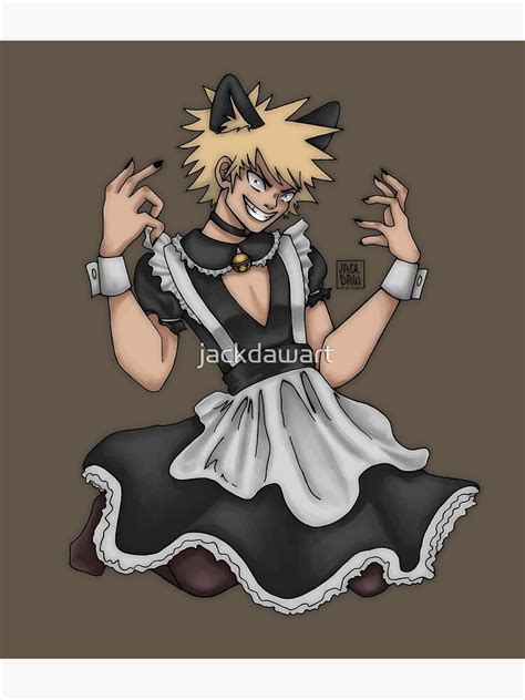 Maid Dress Bakugo Tan Backround Poster By Jackdawart Redbubble
