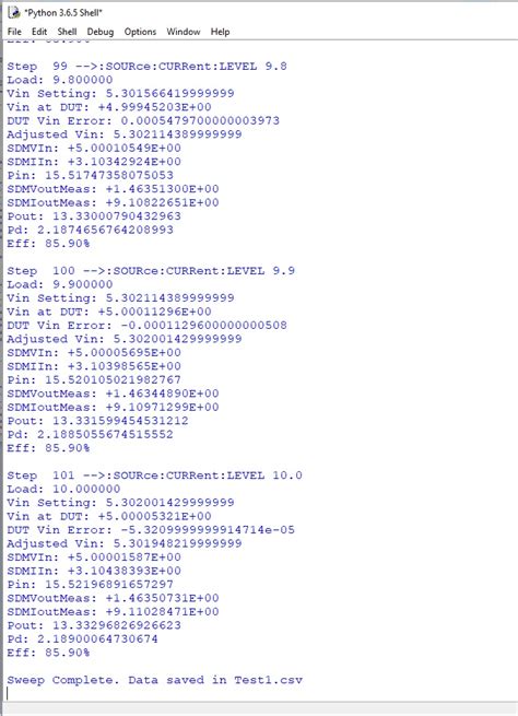 Programming Example Python Power Supply Efficiency Example Siglent