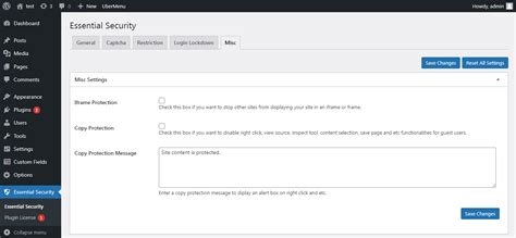 Essential Security Documentation Essential Plugin