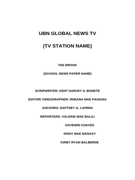 Tv Broadcasting Script 2024 English Pdf