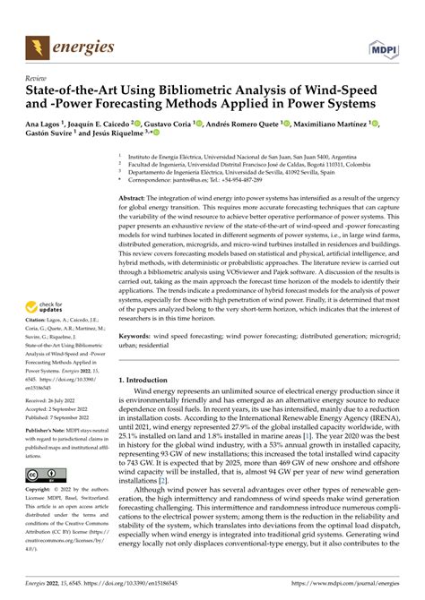 pdf state of the art using bibliometric analysis of wind speed and