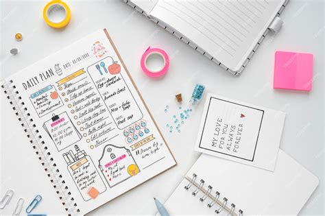 편지지가 있는 종이 플래너 글머리 기호 저널 무료 사진