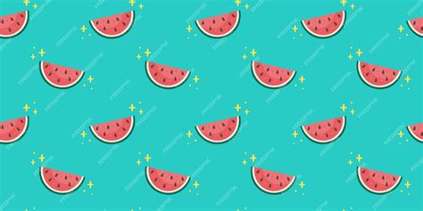 Premium Vector Cute Watermelon Seamless Pattern Vector Hand Drawn