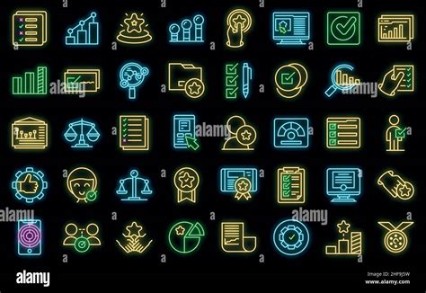 Benchmark Testing Icons Set Outline Vector Aspekt Benchmarking Development Expertise Stock