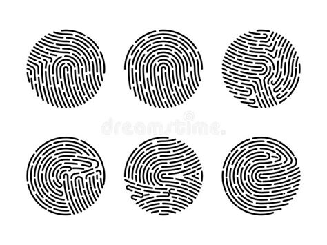 Set Of Vector Illustrations Of Security Fingerprint Authentication
