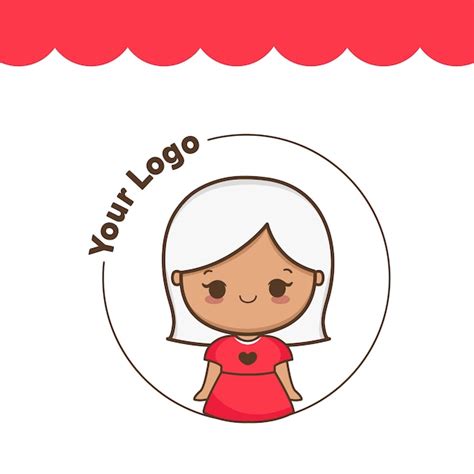 Premium Vector Logo Mascot Cute Girl Chibi Illustration Vector