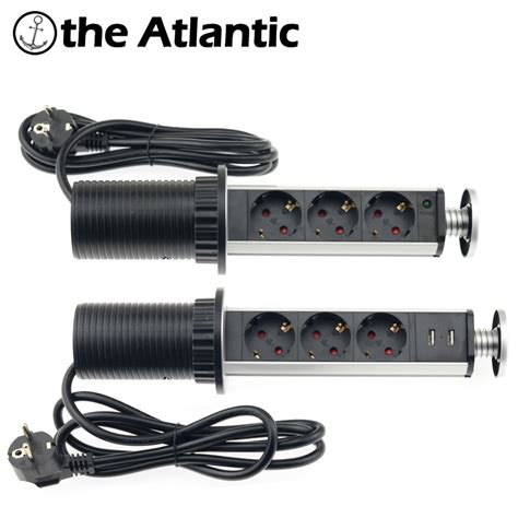 Eu French With Usb Pull Pop Up Retractable Socket Hidden Desktop Socket Table Outlet With Led