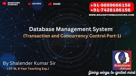 Database Management System Transaction And Concurrency Control Part 1 Youtube