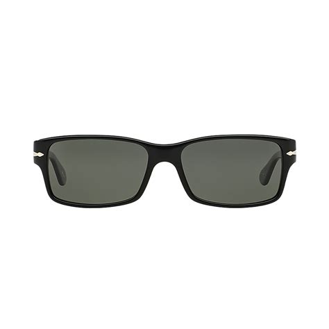 Mens Rectangle Polarized Sunglasses Black Gray Persol Touch