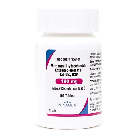 Verapamil Hcl Er 180 Mg Tablets 100 Count Mcguff
