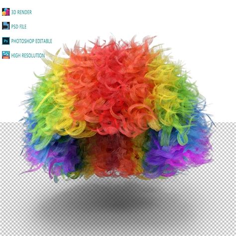 Premium Psd Clown Wig 3d Render Psd