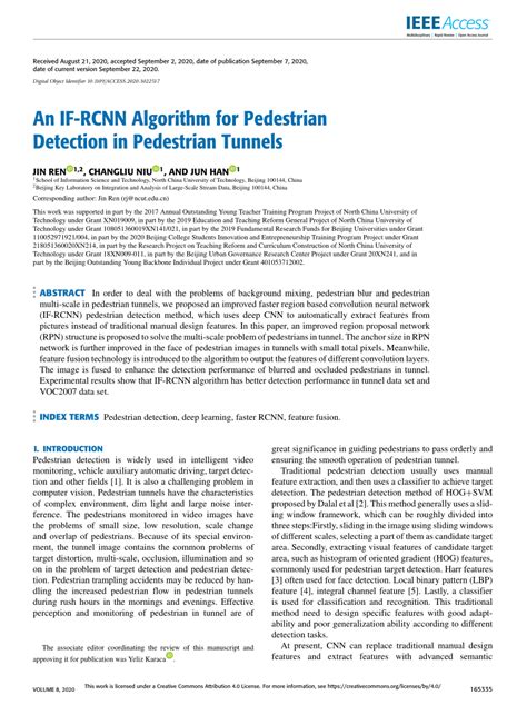 Pdf An If Rcnn Algorithm For Pedestrian Detection In Pedestrian Tunnels