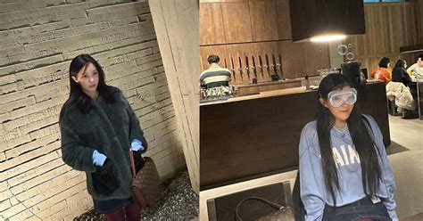 효민 빨간스타킹 코디 돋보이는 외출 맨투맨코디 청치마 라이프 뉴세이