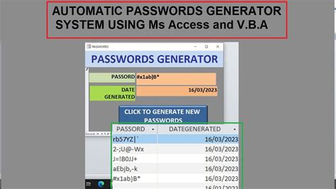 Creating A Password Generator System With Ms Access And Vba Secure Your Data Today Youtube