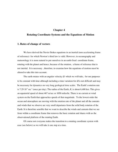 Chapter 4 Rotating Coordinate Systems And The Equations Of Motion Docslib