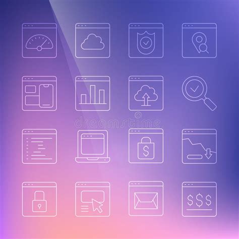 Set Line Online Shopping On Screen Magnifying Glass With Check Mark