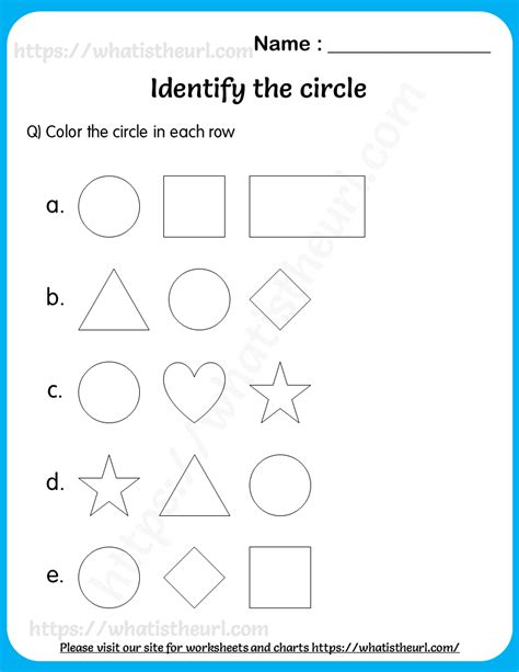 Worksheet On Identifying Circle Shape For Lower Kindergarten Artofit